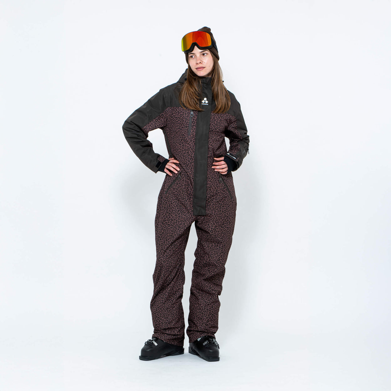 Women's Snow Suit, Brown Leopard - Oneskee US